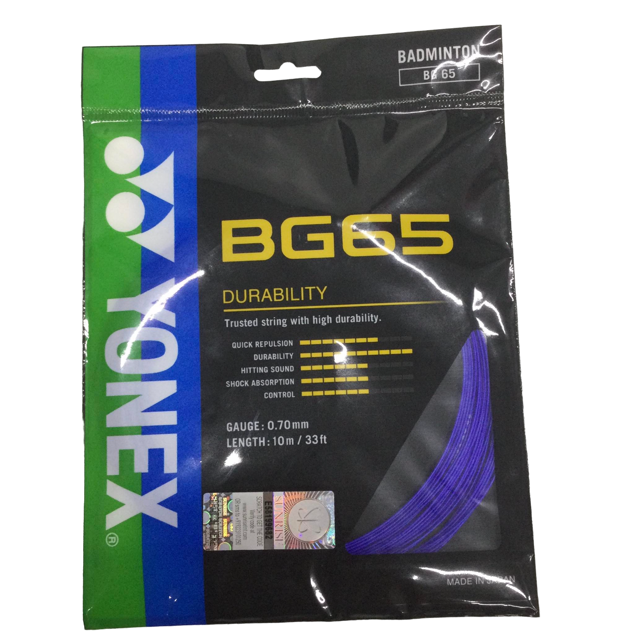 Yonex BG65 Ultimax Badminton String Repulsion Gauge 0.70mm/10m/33FEET High Durability Trusted ...