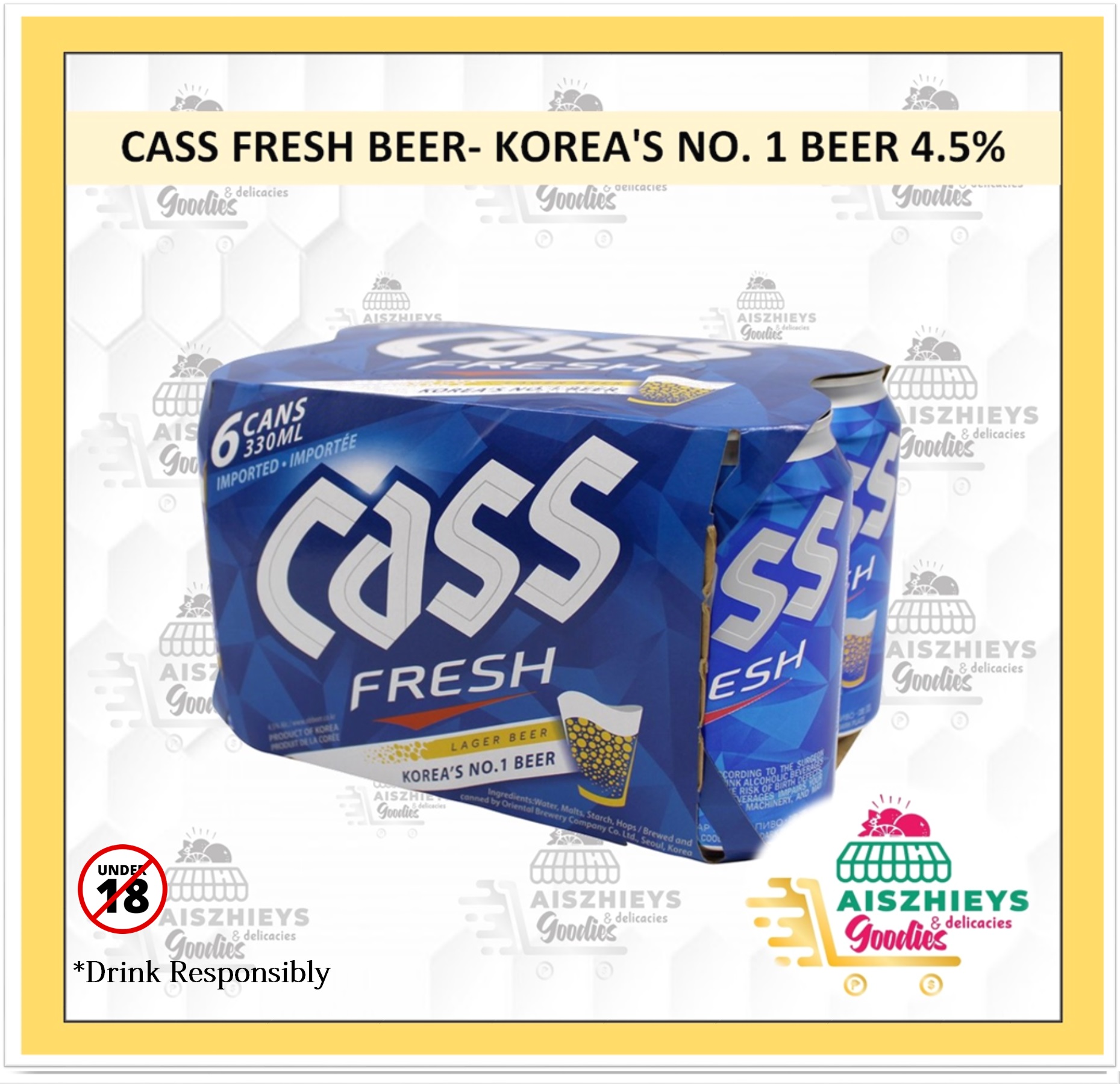 KOREAN NO. 1 CASS BEER PACK (6CANS, 335ML) | Lazada PH