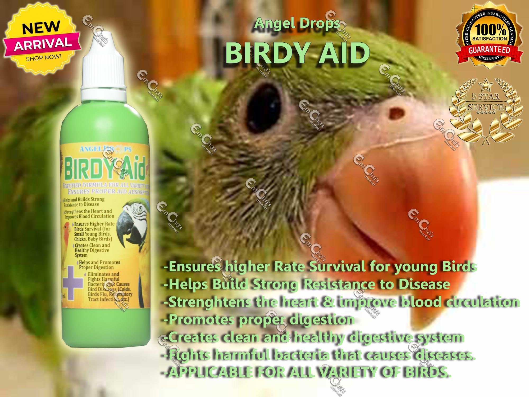 Angel Drops Birdy Aid Plus 120ml (Green Bottle) Ensures Higher Survival ...