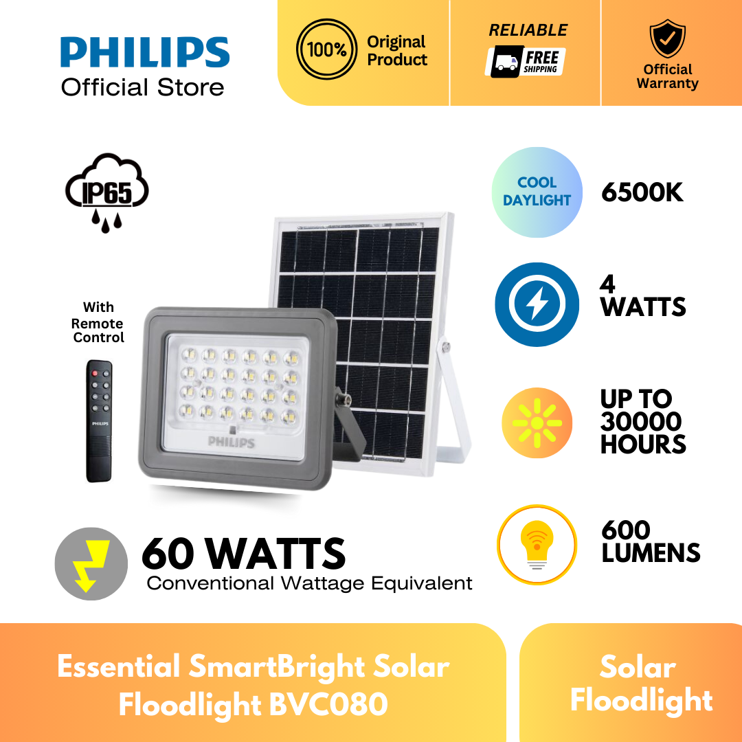 Philips Solar LED Floodlight BVC080 4 Watts Energy Efficient (Single ...