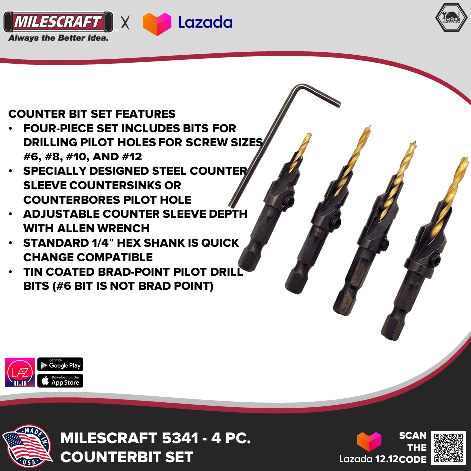 MILES CRAFT 4PCS COUNTER BIT SET 5341 | Lazada PH
