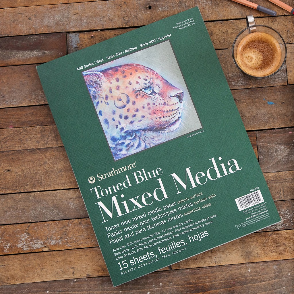 Strathmore 400 Series Mixed Media Toned Blue Paper Pad 9x12 Inches ...