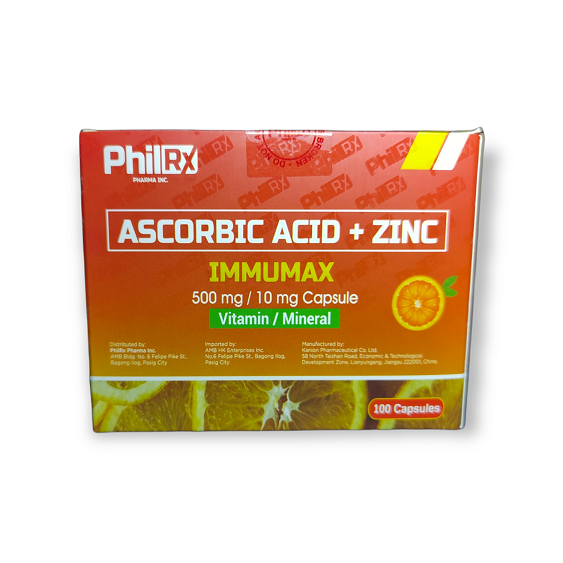 cod IMMUMAX Ascorbic Acid with ZINC 500mg/10mg 100 Capsules FDA ...