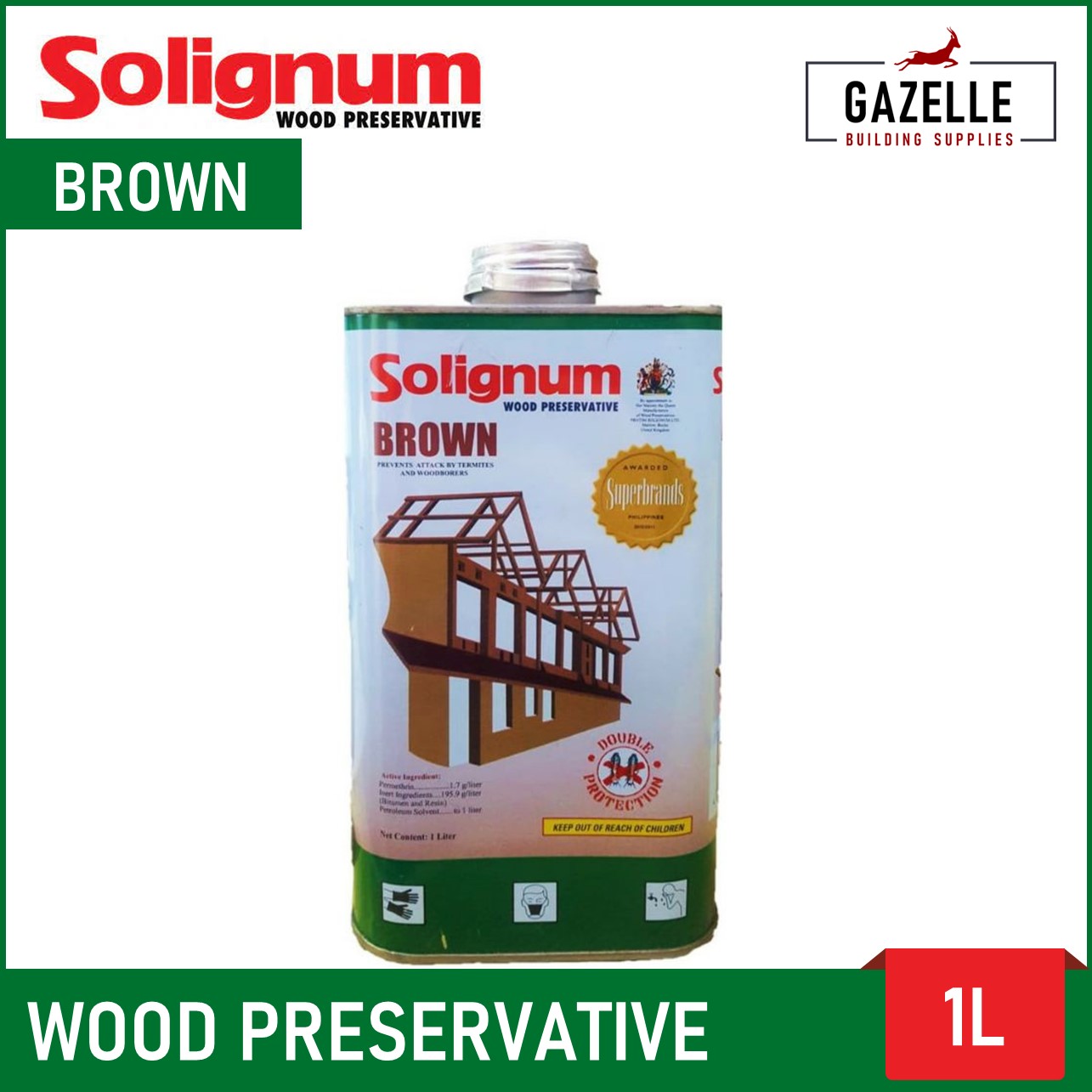 Solignum Wood Preservative Brown 1L Anti Termite Borers Fungi Anay ...