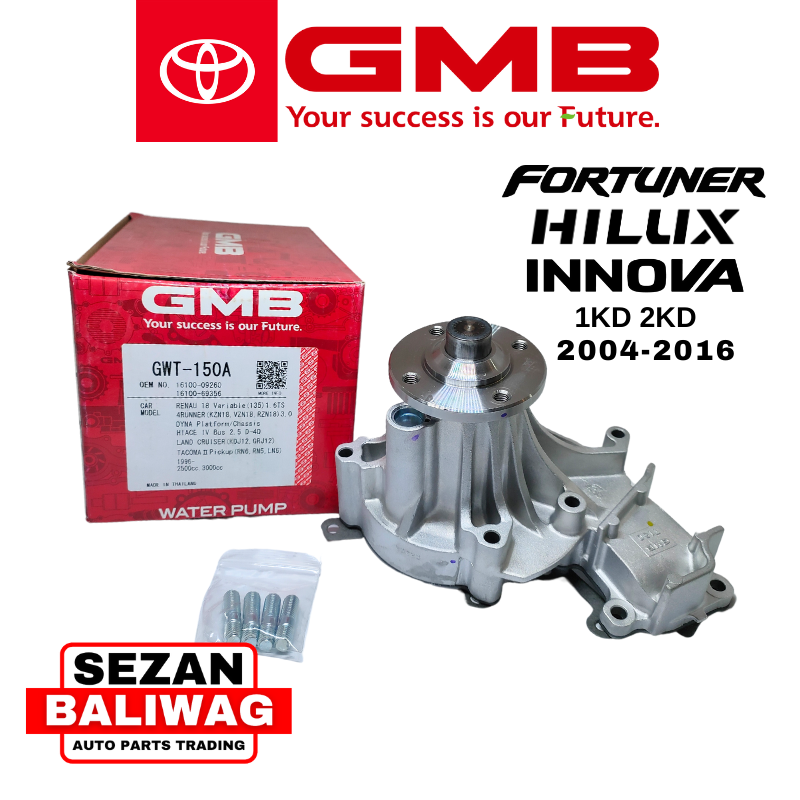 GMB WATER PUMP ASSEMBLY TOYOTA FORTUNER INNOVA HILUX 1KD 2KD 2004-2016 ...