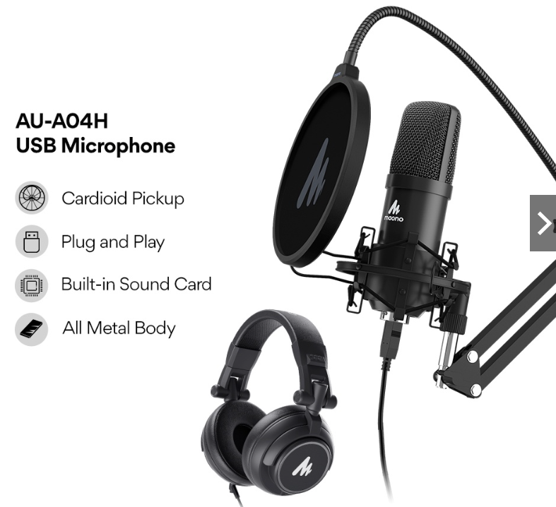 MAONO AU-A04 updated A04E USB Microphone Kit 192KHZ/24BIT Professional ...