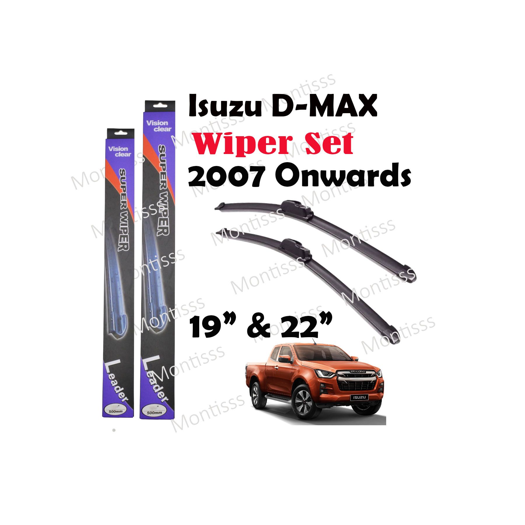 Super Wiper 19" & 22" Isuzu D-MAX (2007 - Onwards) Banana Type Wiper ...