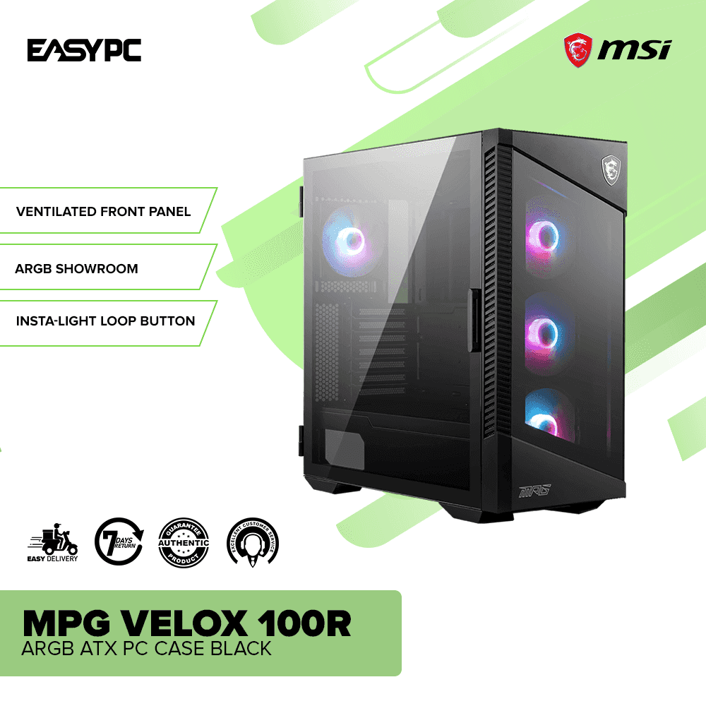 EasyPC | MSI MPG Velox 100R ARGB ATX PC Case Black or White Desktop ...