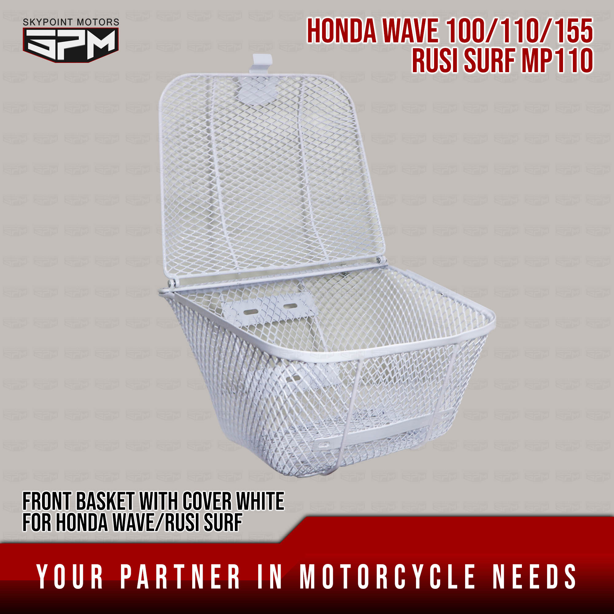 FRONT BASKET WITH COVER FOR HONDA WAVE 100/110/155 RUSI SURF MP110 ...