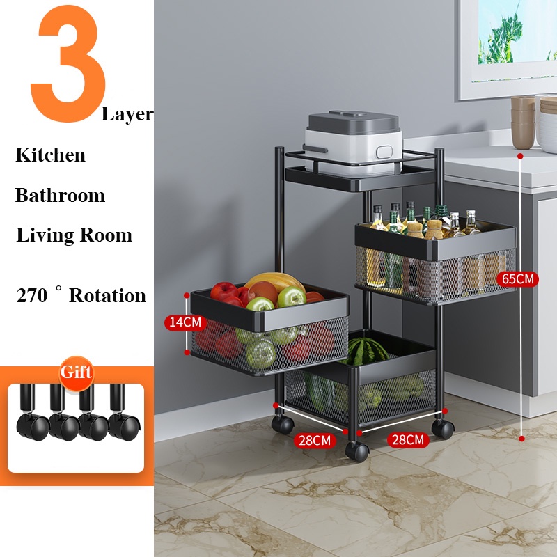 Steel Kitchen Rotating Rack Vegetable Spice Shelf Storage Organizer ...