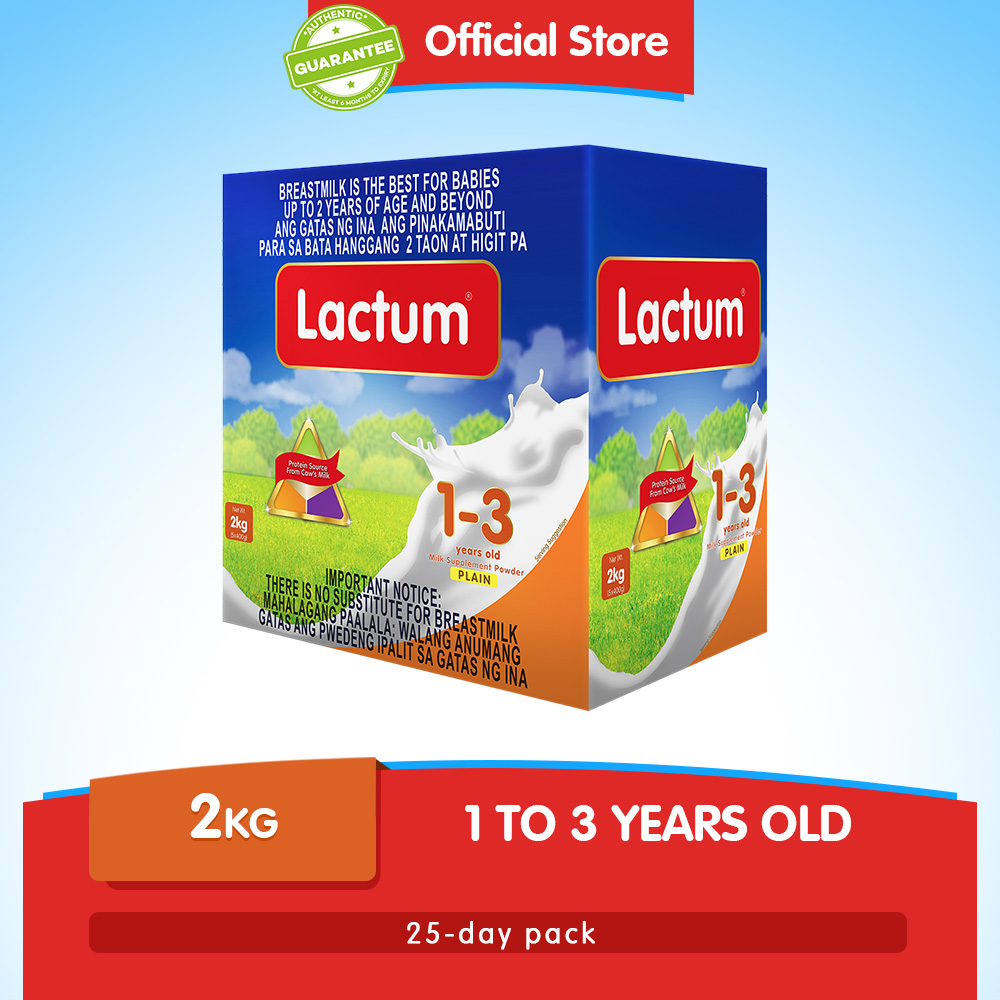 Lactum for 1-3 Years Old 2kg Plain Milk Supplement Powder | Lazada PH