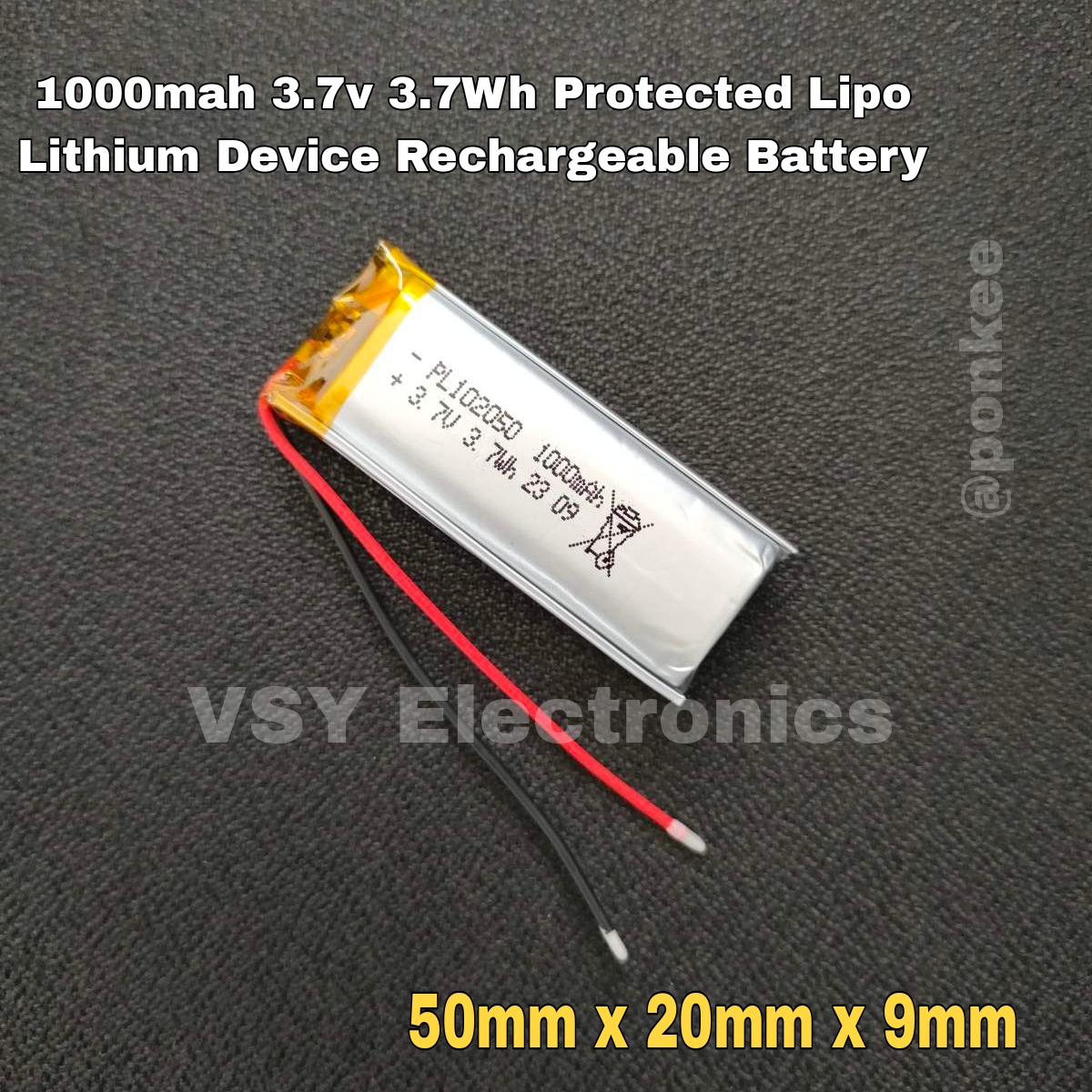 1000mah 3.7v 3.7Wh Protected Lipo Lithium Device Rechargeable Battery ...