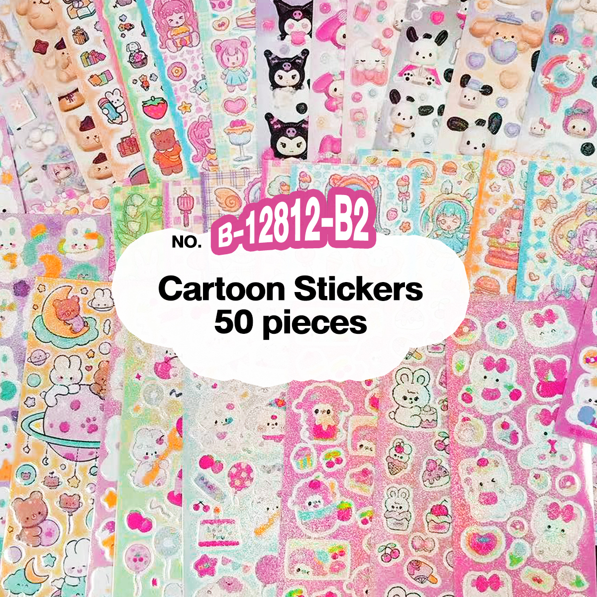 100 PCS Cartoon Stickers Pack, Colorful Waterproof Stickers, Cute ...