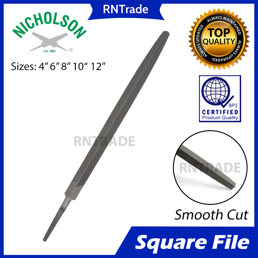 Nicholson File Square File Kikil Smooth Cut (4 6 8 10 12 inches ...
