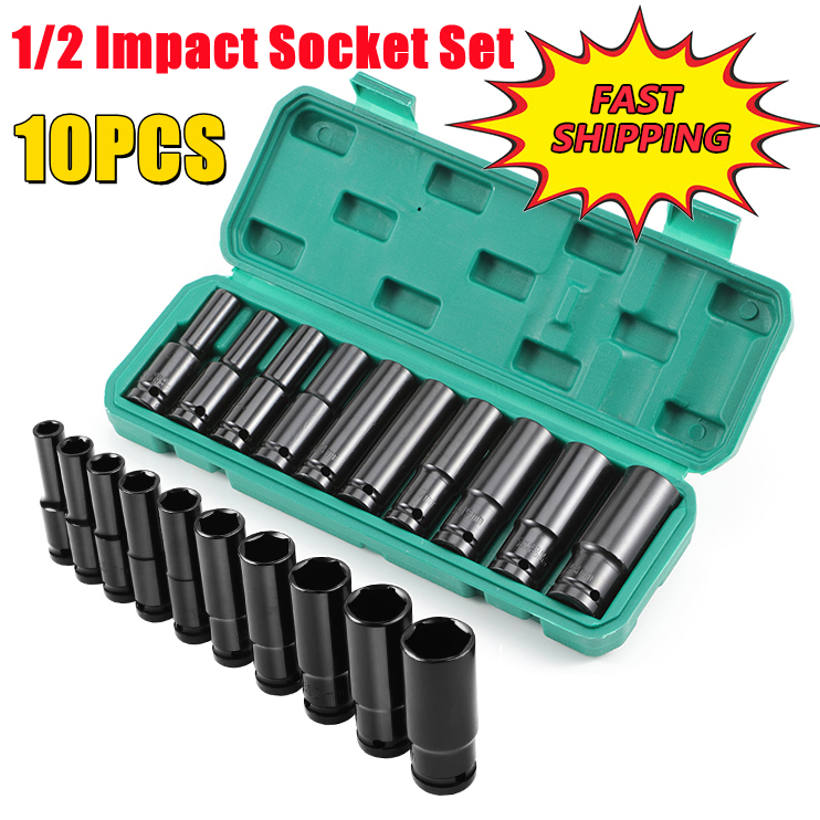 Impact Socket Set 1/2 Drive Hex Spanner Deep Socket Key Long Pneumatic ...