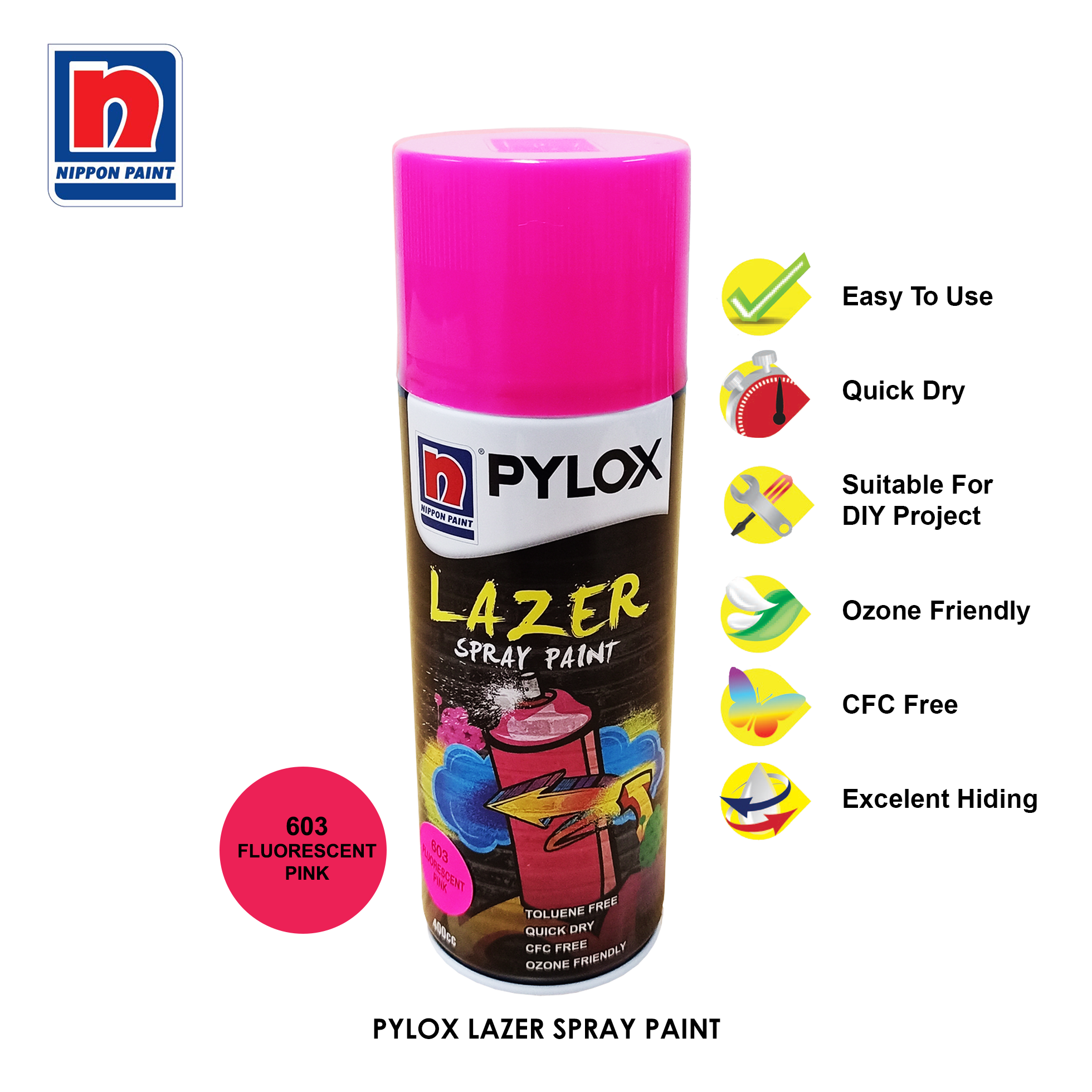 Pylox Lazer Spray Paint Fluorescent Pink No.603 Nippon | Lazada PH