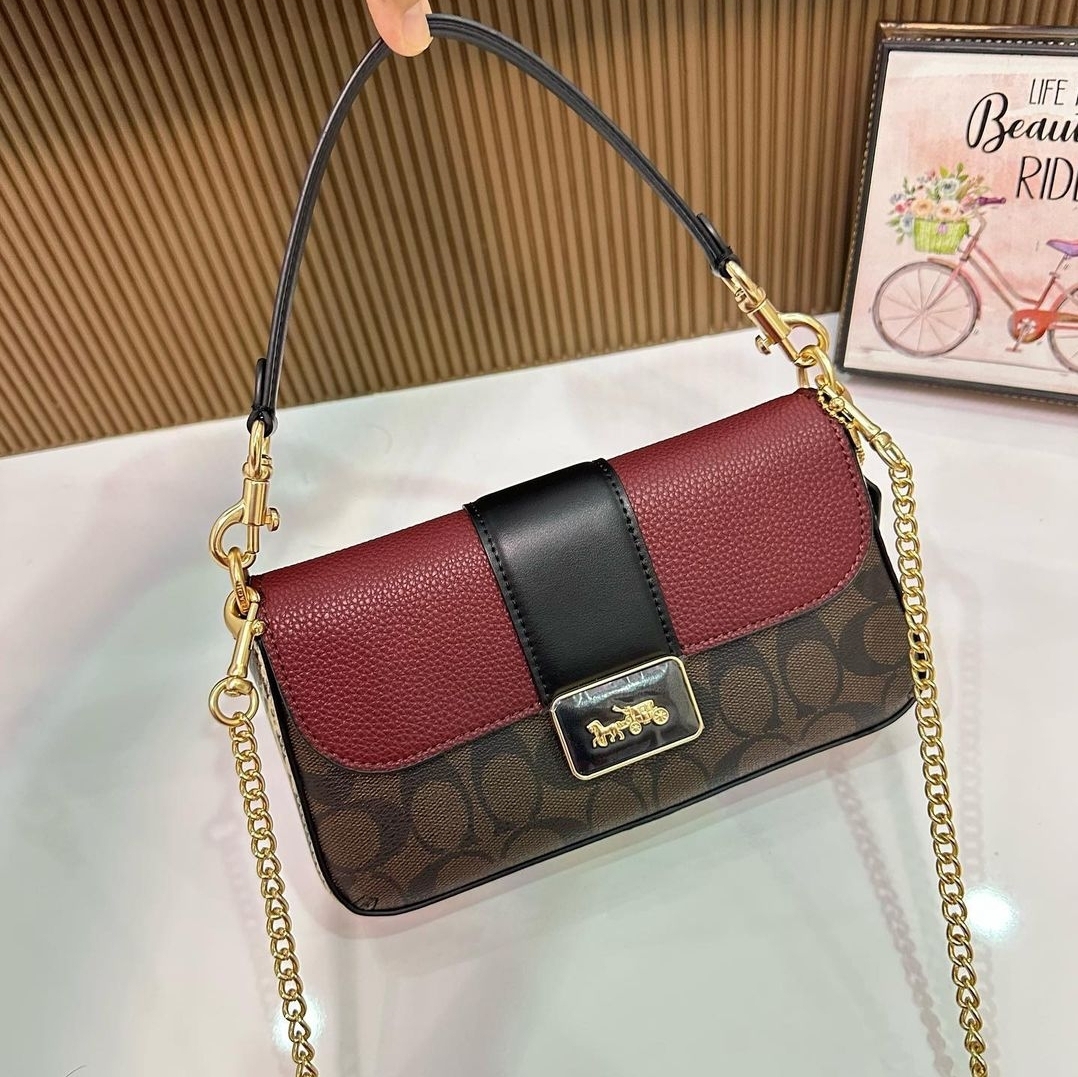 J2HL Coach CC033 Mini Grace Crossbody in Brown Signature Coated Canvas ...