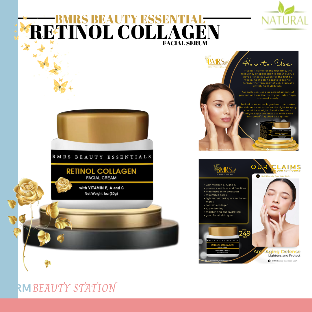 BMRS BEAUTY ESSENTIAL Retinol collagen facial serum with vitamin E, A ...