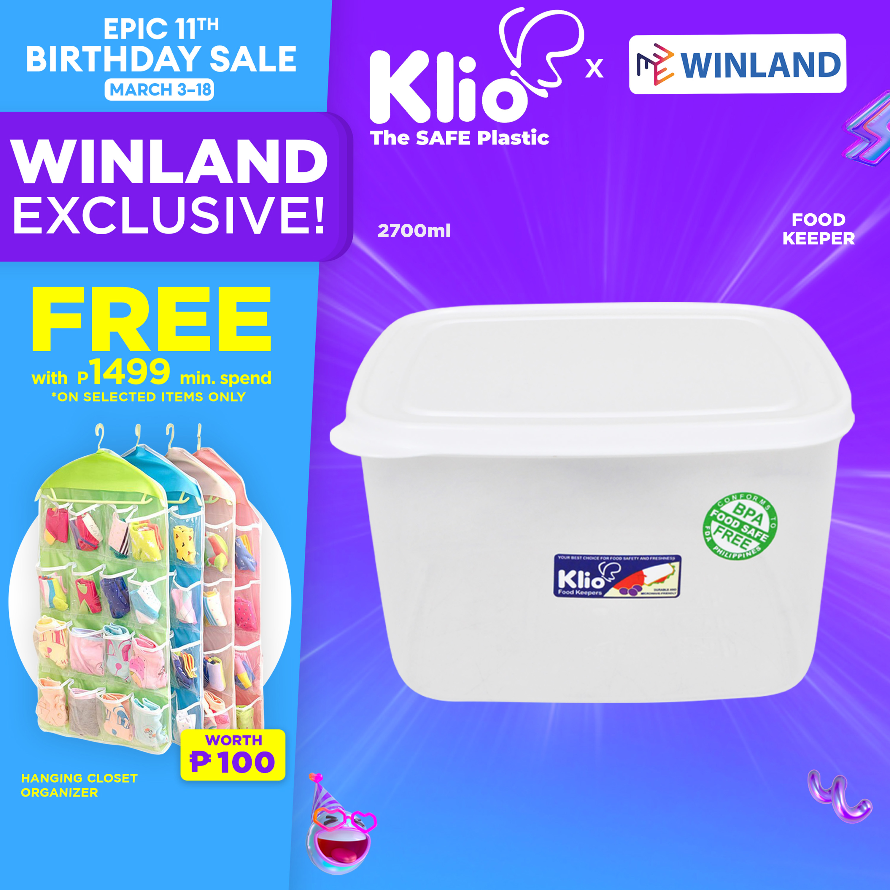 KLIO by Winland Sandwich Stackable Food Keeper Kitchenware Container ...