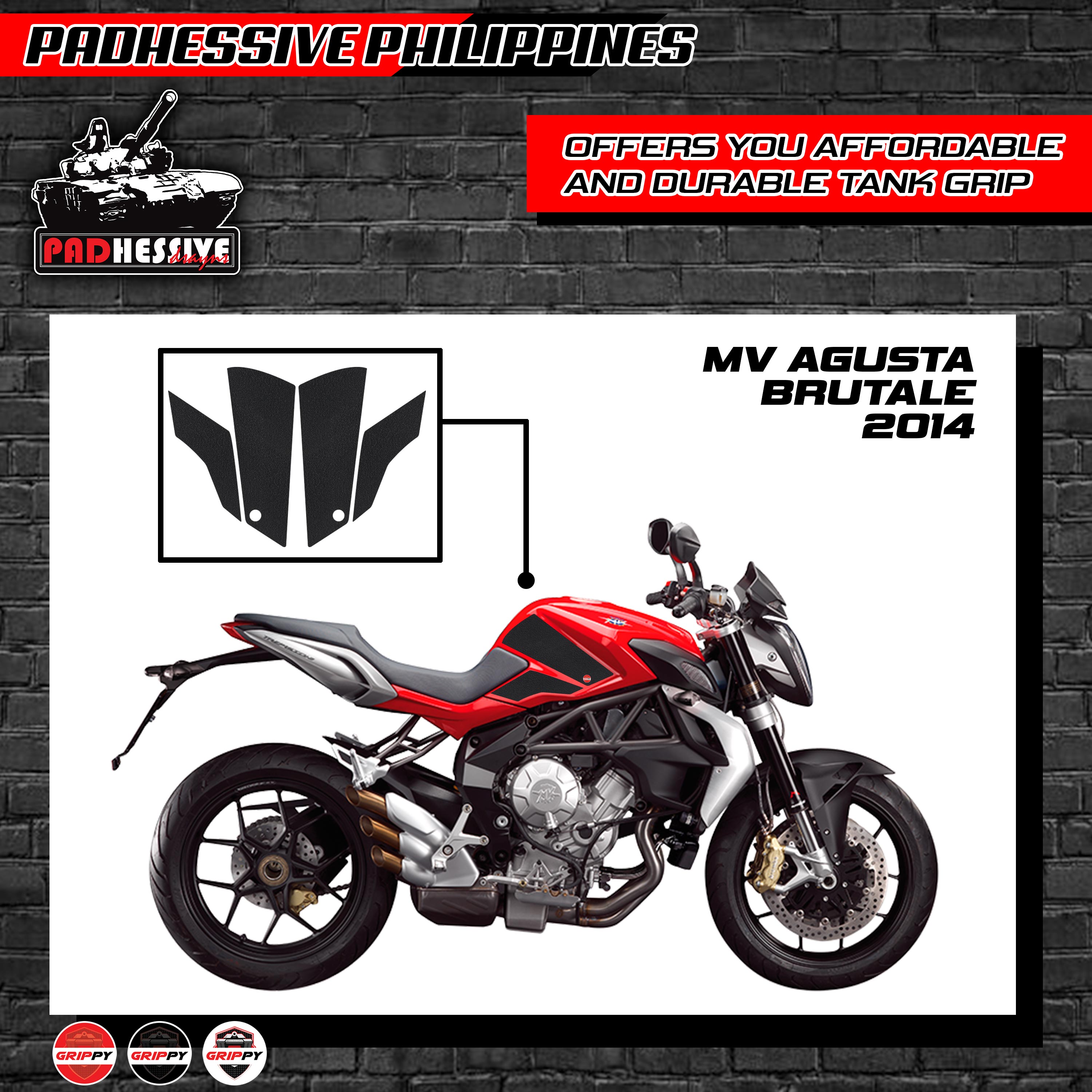 MV AGUSTA BRUTALE 800 2014 TANKGRIP PROTECTOR TRACTION TANKPAD SIDE ...