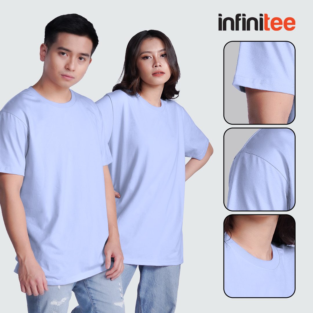 Infinitee Plain Tshirt Round Neck Cotton Shirt Pastel Aesthetic Color Baby Blue Lavander Peach ...