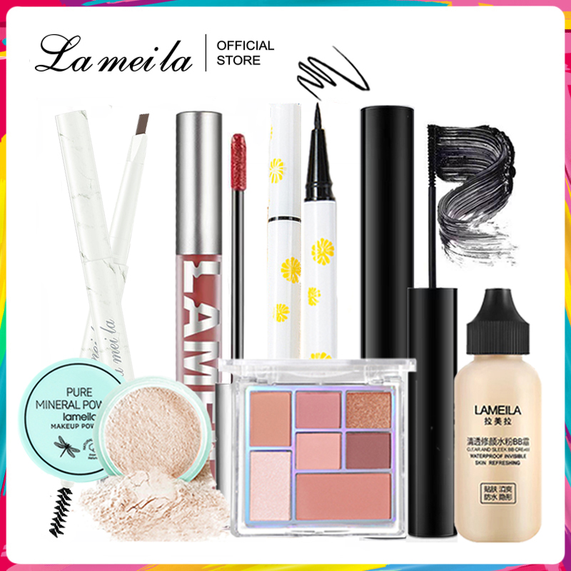 Lameila 7 Pieces Makeup Set Full Set Personal Makeup Powder BB Cream ...