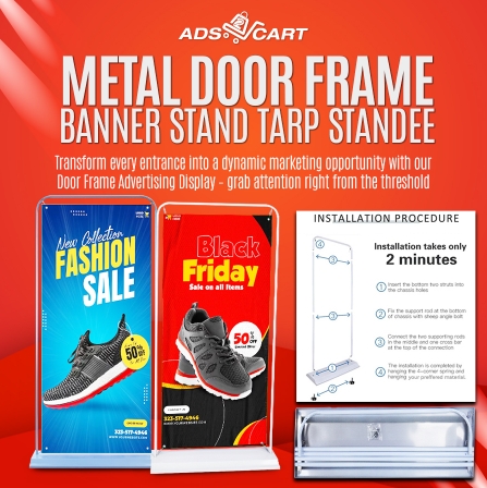 Banner Stand Door Frame for160x70 180 x 90 Print Size Tarpaulin (Hook ...