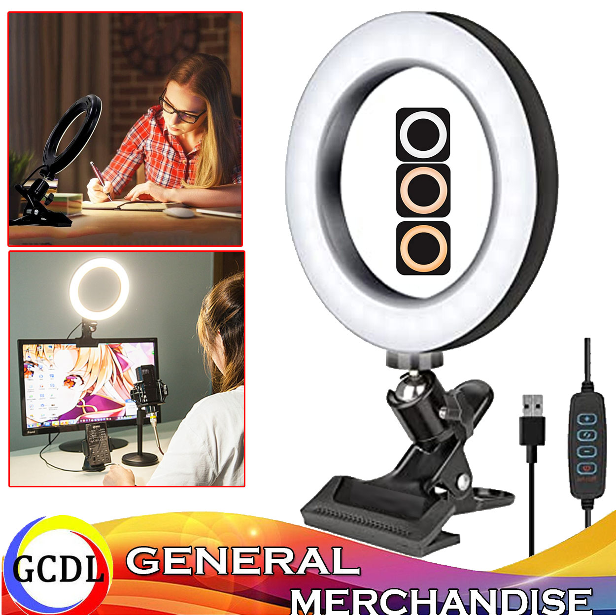 Selfie Ring Light Clip On Laptop Computer Monitor Video Conference ...
