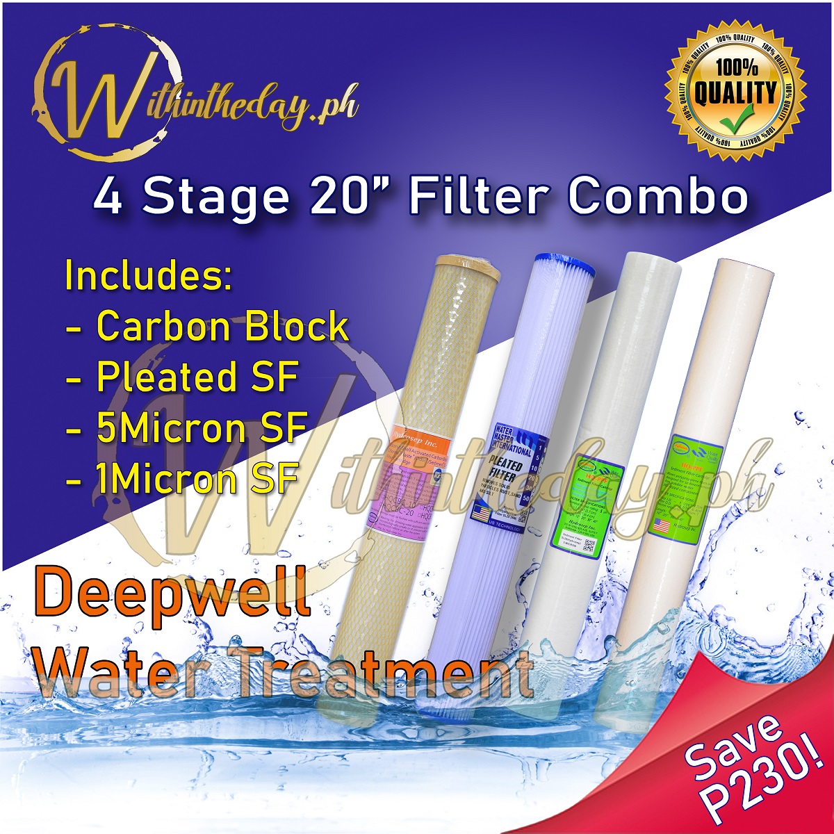 4 Stage Replacement Deep well treatment Hydrosep Water Filters 20x2.75 ...