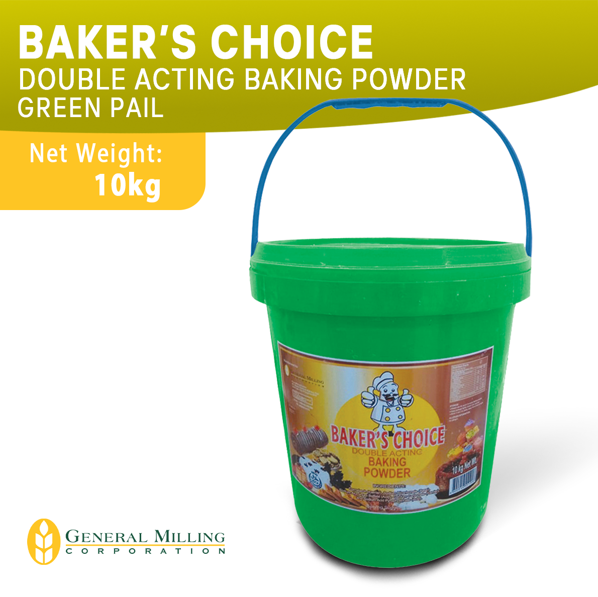 Baker's Choice Double Acting Baking Powder 10kg Green Pail | Lazada PH