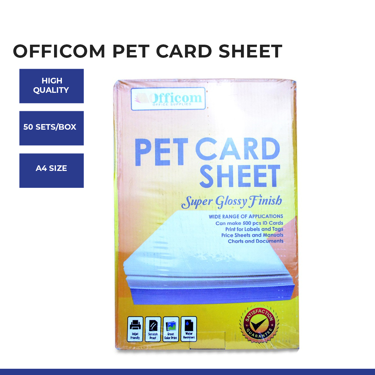 Officom PET Card Sheet 50 Set A4 Size Printable ID Card Sheets | Lazada PH