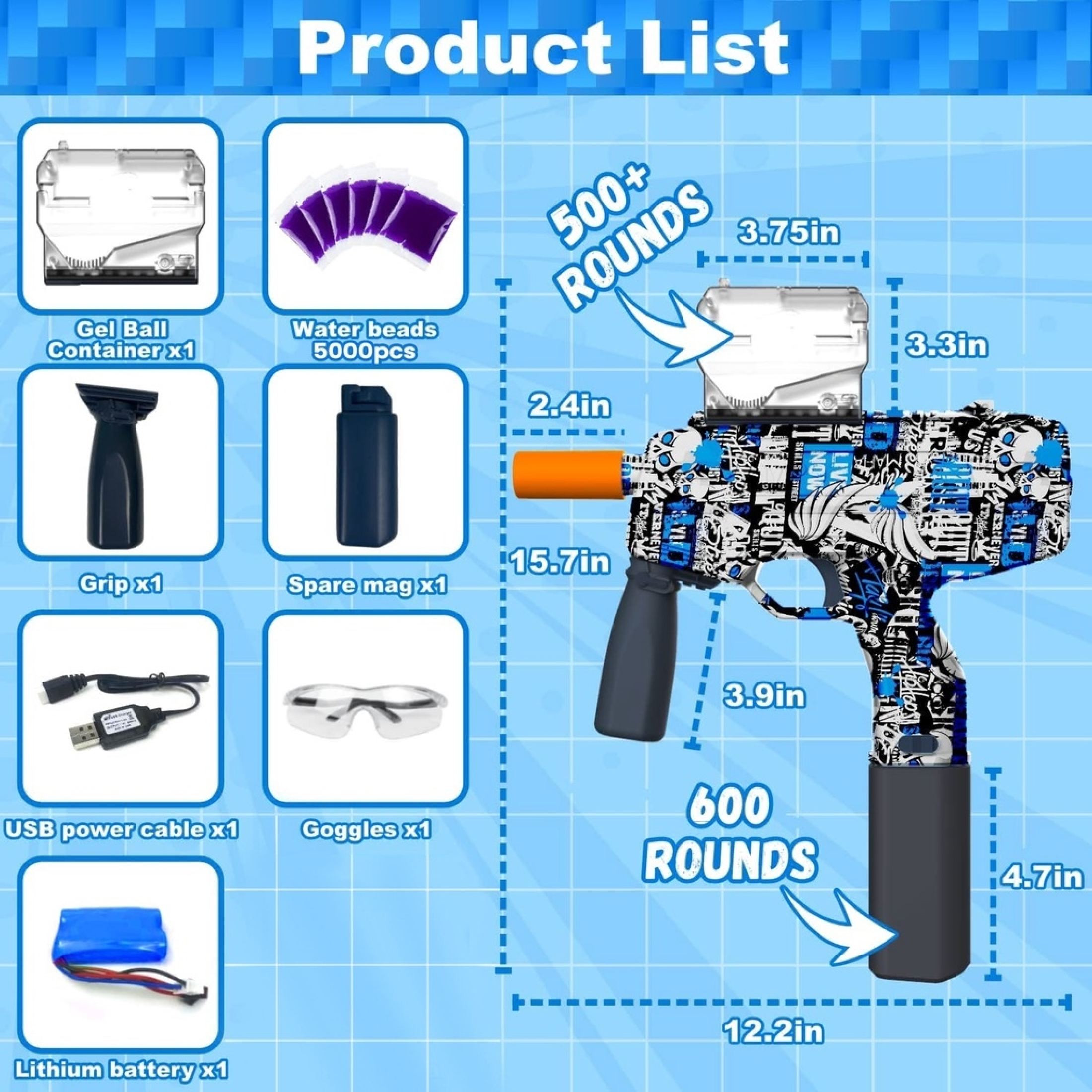 Gel Blaster Electric Gel Splatter Ball Gun Water Bead Blaster Automatic ...