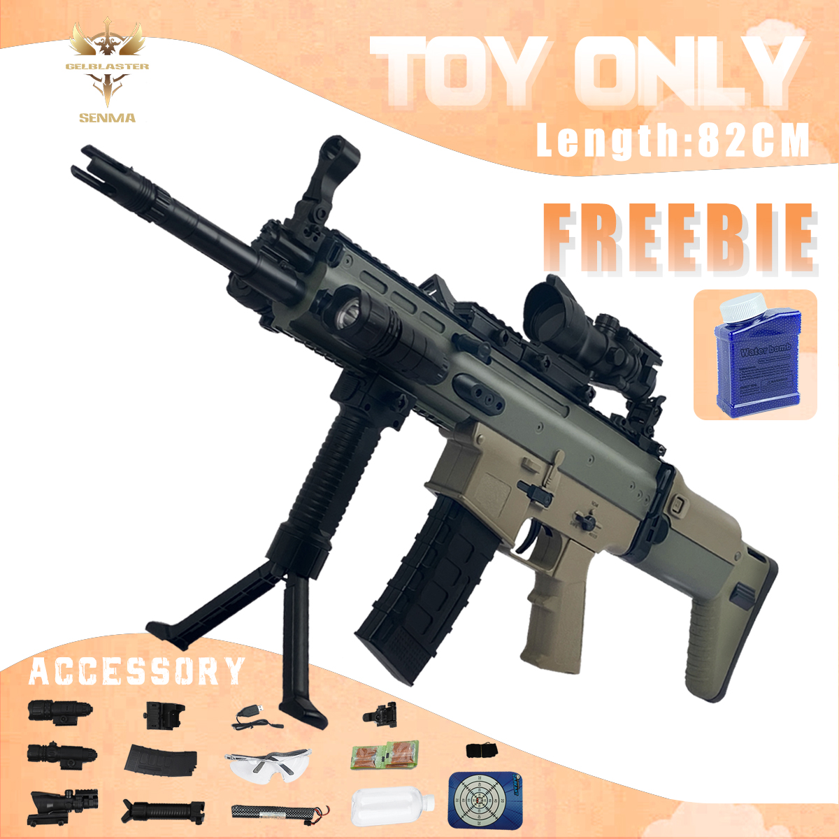 SENMA AK-74U Toy Gel Blaster Toy Only for Big Boys Electric Automatic Full Version Cool Outdoor ...