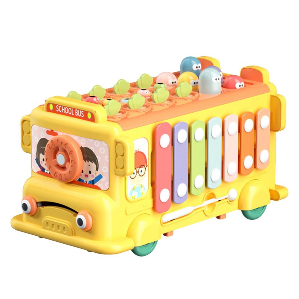 Toy School Bus 3 In 1 Bus Shape Xylophone With Shape Sorting And Carrot ...