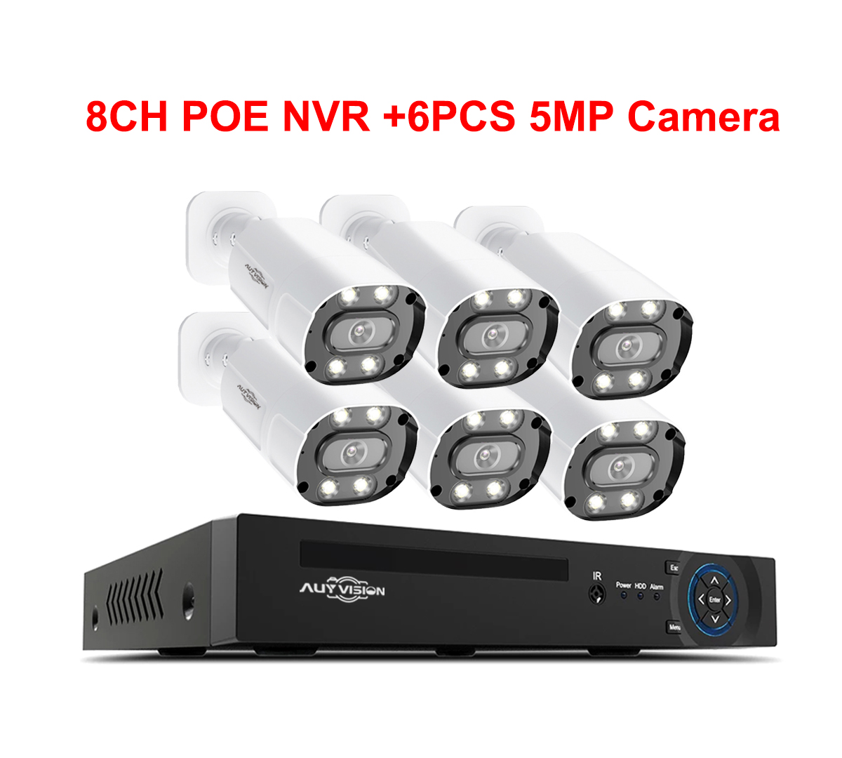 8CH 5MP HD POE NVR Security Camera System Kit CCTV Two Way Audio AI ...