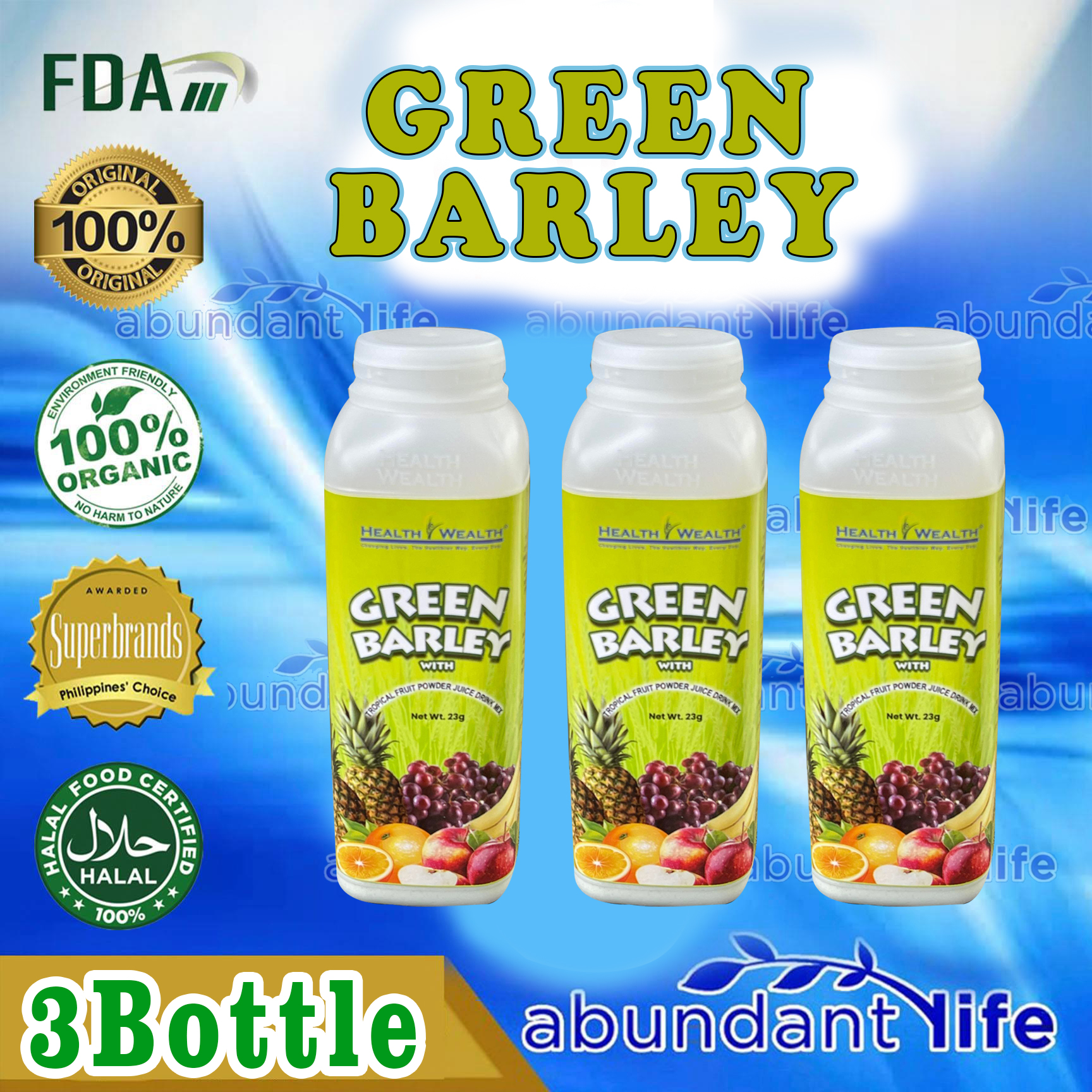 3 Bottle Green Barley Powder Juice 23g (NEW PACKAGING)100% Authentic ...