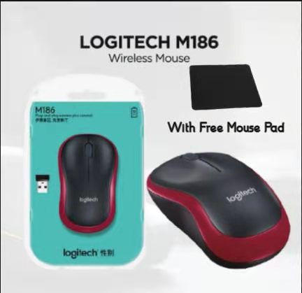 Wireless Logitech Mouse M186 High-Definition Tracking 2.4G Wireless ...