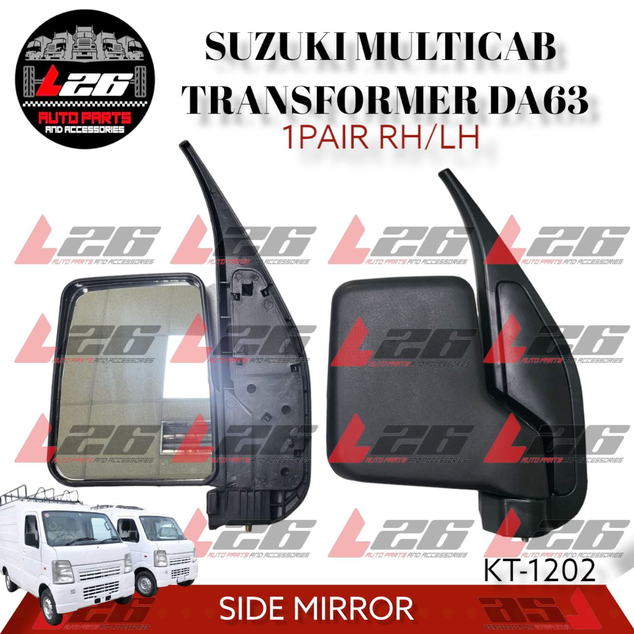 KT-1202 SUZUKI TRANSFORMER K6A DA63T DA63 MULTICAB PICK UP SIDE MIRROR ...