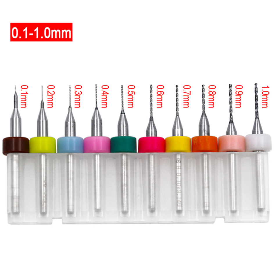 10PCS/Set Carbide Micro Drill Bit 0.1mm-1mm 0.3mm-1.2mm PCB Mini Drill ...