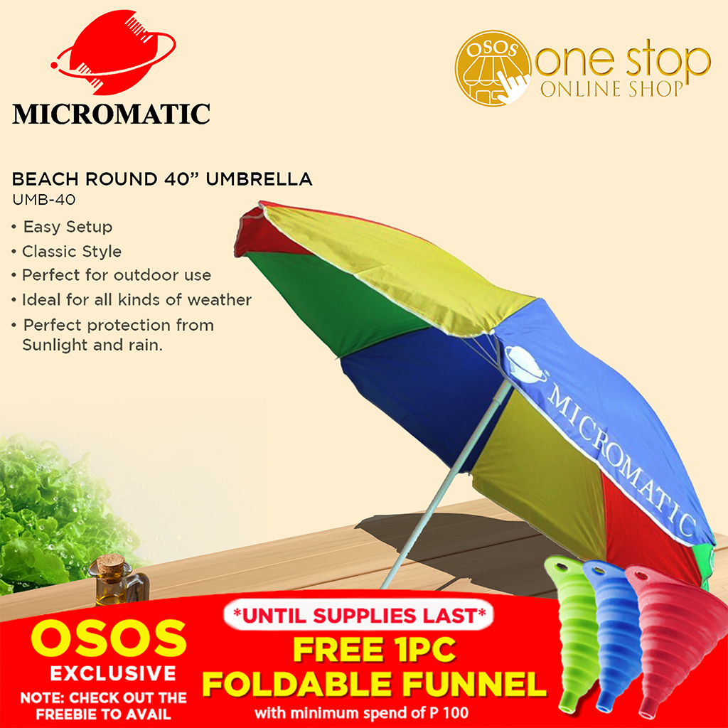 MICROMATIC Original High Quality Round 40" Beach Umbrella UMB-40 •OSOS ...