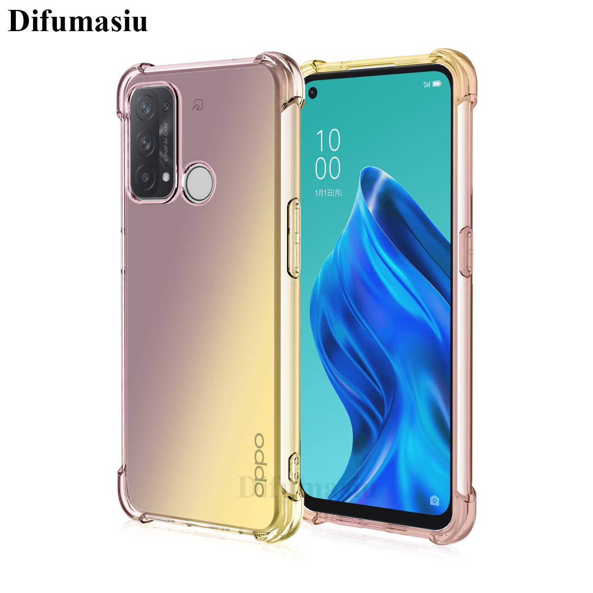 For OPPO Reno 5A Shockproof Soft Case Covers Gradient Color Silicone ...