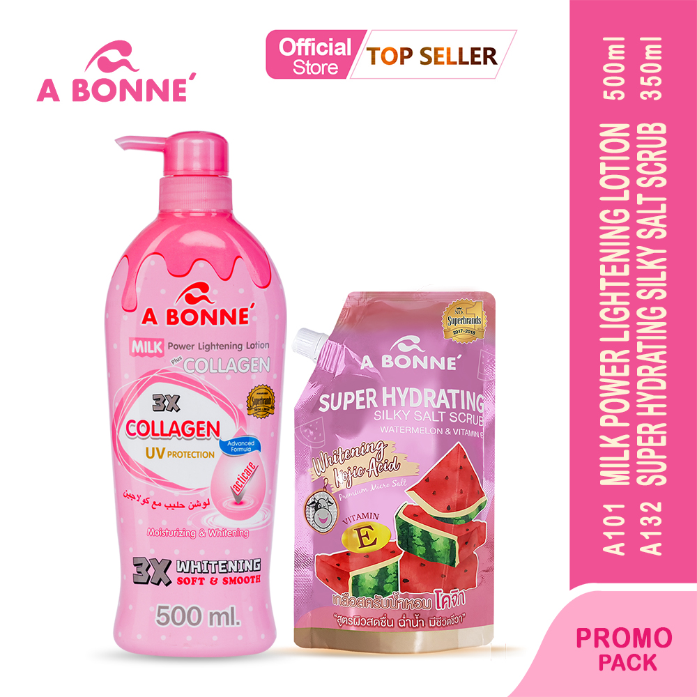 Abonne Milk Power Lightening W/ Collagen Lotion 500ml + Spa Salt Scrub ...