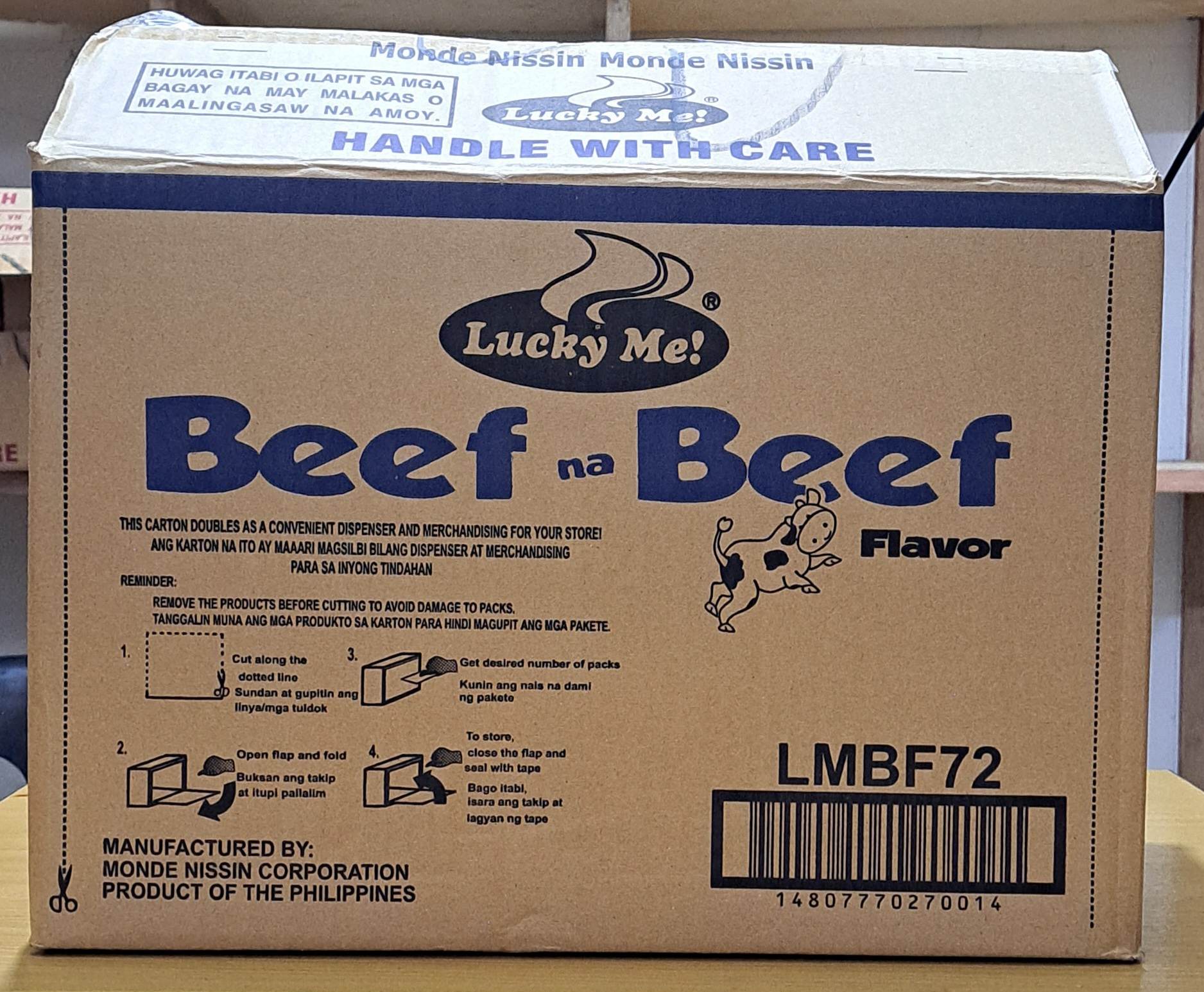 Lucky Me! Beef na Beef Flavor Noodles - 1 BOX (55g x 72packs) | Lazada PH