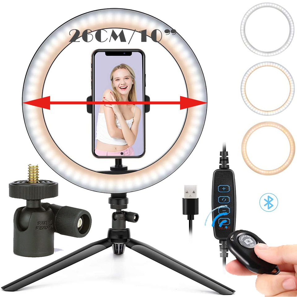 26CM RGB Fill Photography Lighting Phone Ringlight Tripod Stand Photo ...