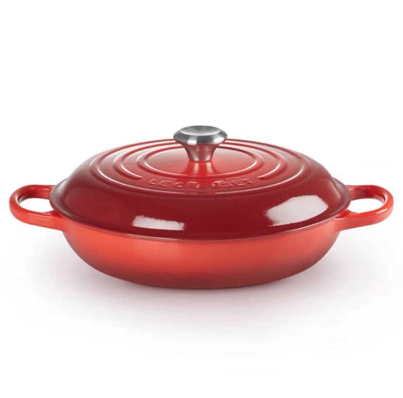 LE CREUSET enamel pot seafood pot shallow pot steamed fish stew pot ...