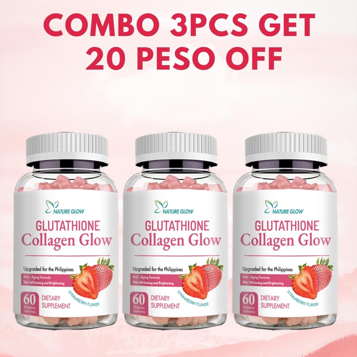 NATURE GLOW Glutathione Collagen Glow Gummies Whitening Gummies Anti ...