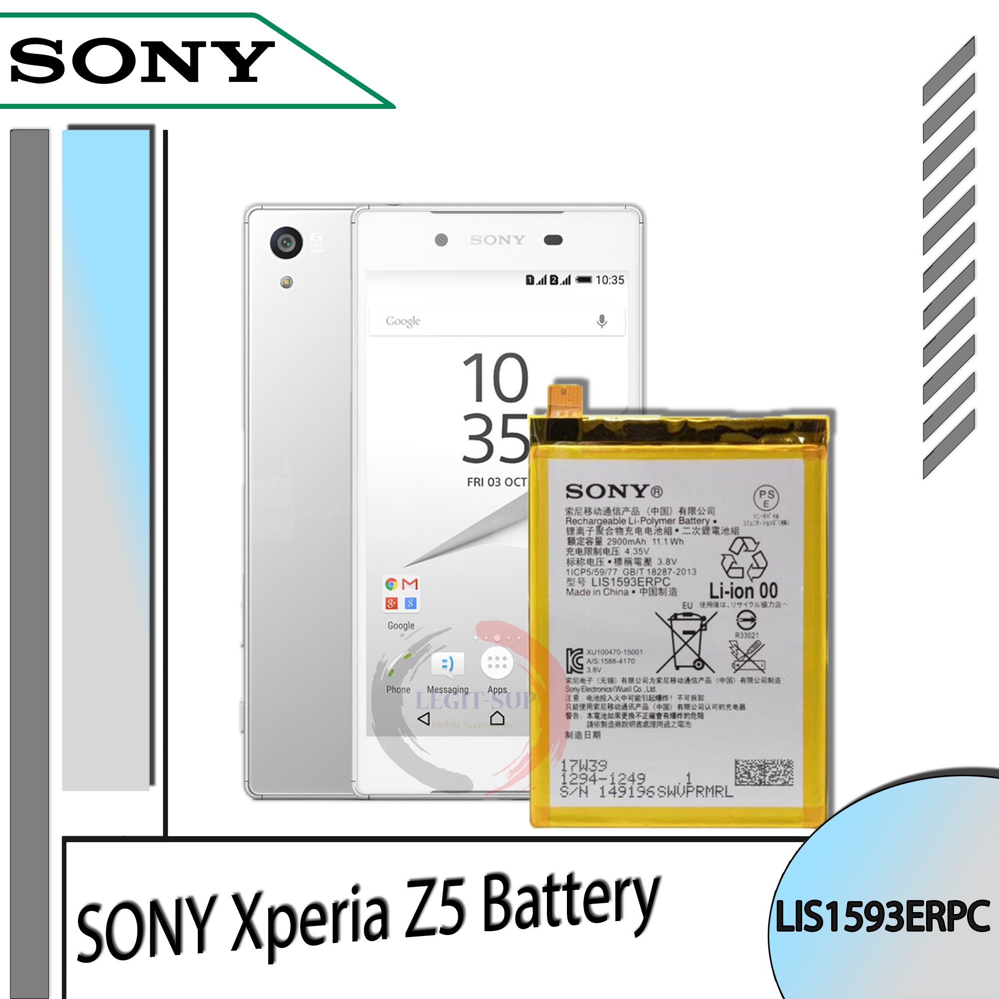 SONY Xperia Z5 Battery , E6633 E6653 E6603 3 Model: LIS1593ERPC ...