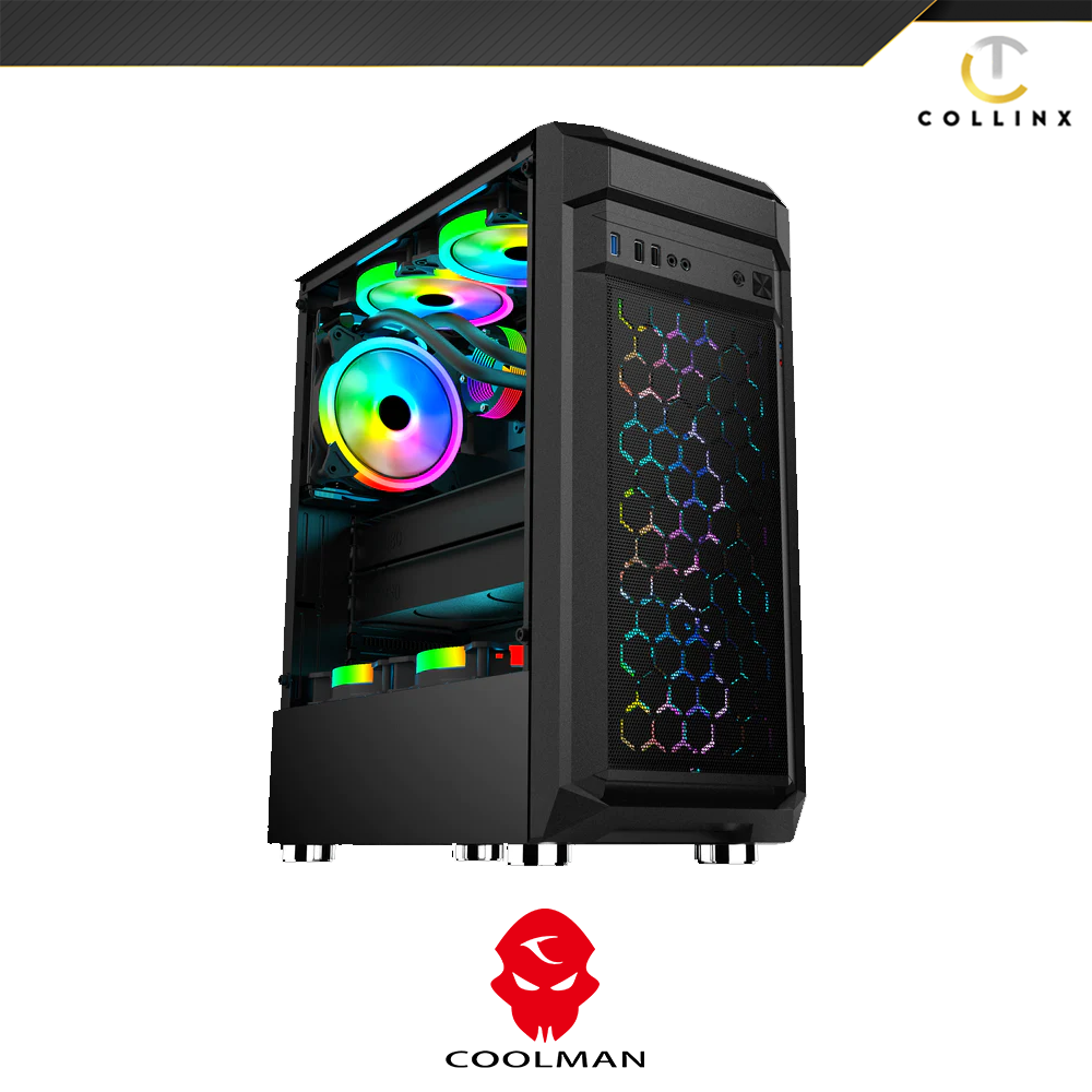 Coolman Harley ATX Black Case | Midtower Tempered Glass Gaming Chassis ...