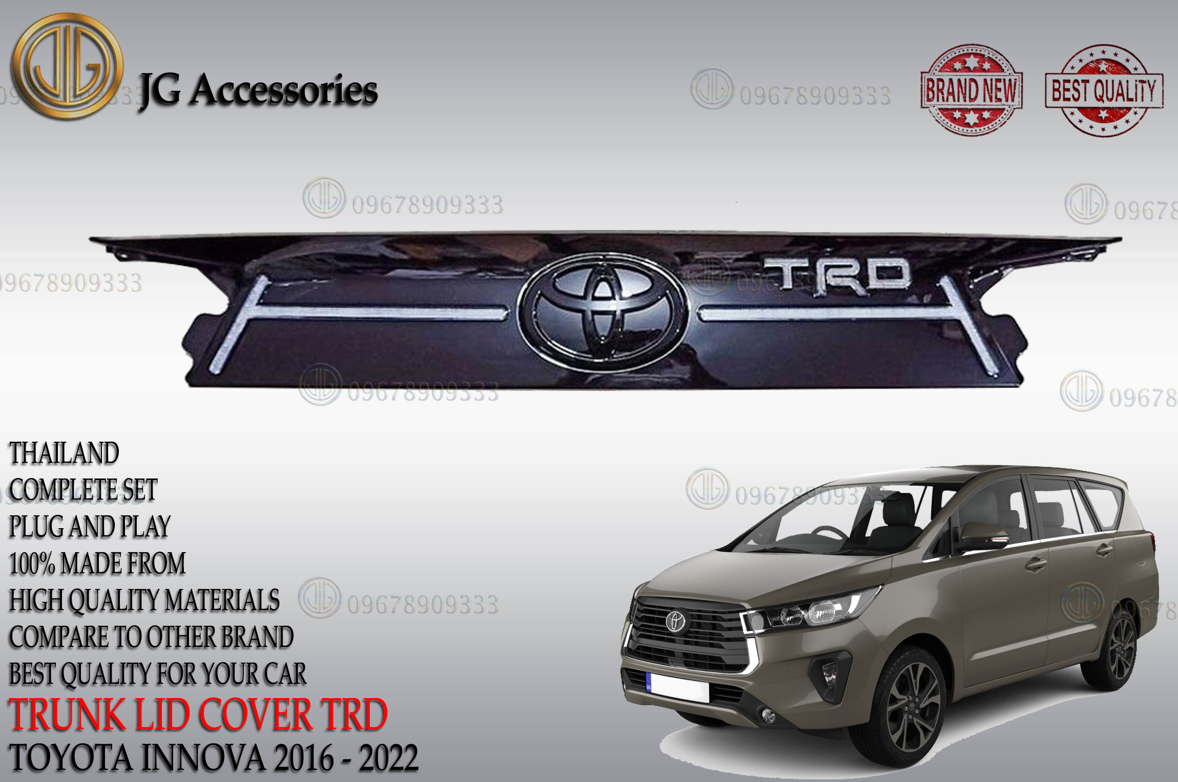 TOYOTA INNOVA 2016 2017 2018 2019 2020 2021 2022 TRUNK LID COVER WITH ...