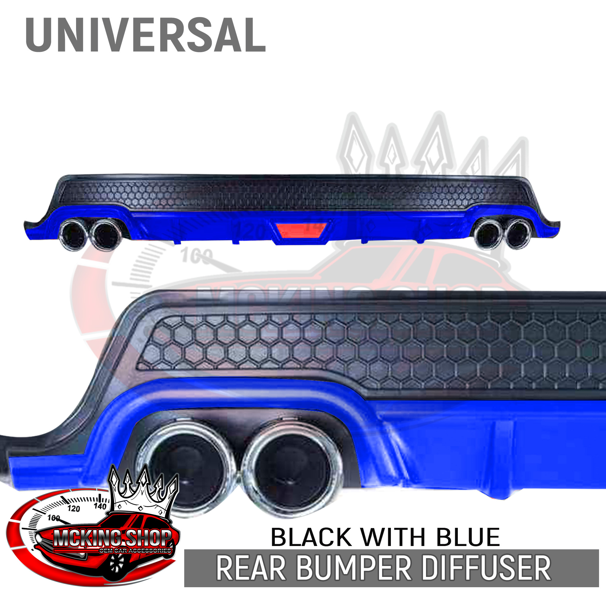 Universal Rear Bumper Diffuser Fits all Cars (Black and Blue Design ...